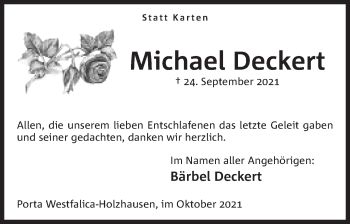 Traueranzeigen von Michael Deckert | Trauer.MT.de